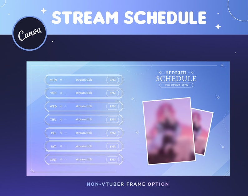 Blue Starry Stream Schedule Template Minimal Gradient - Etsy