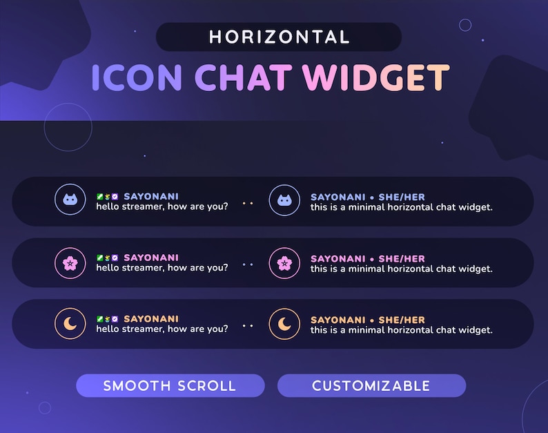 Icons Horizontal Scrolling Chat Widget | Customizable Minimal Smooth ...