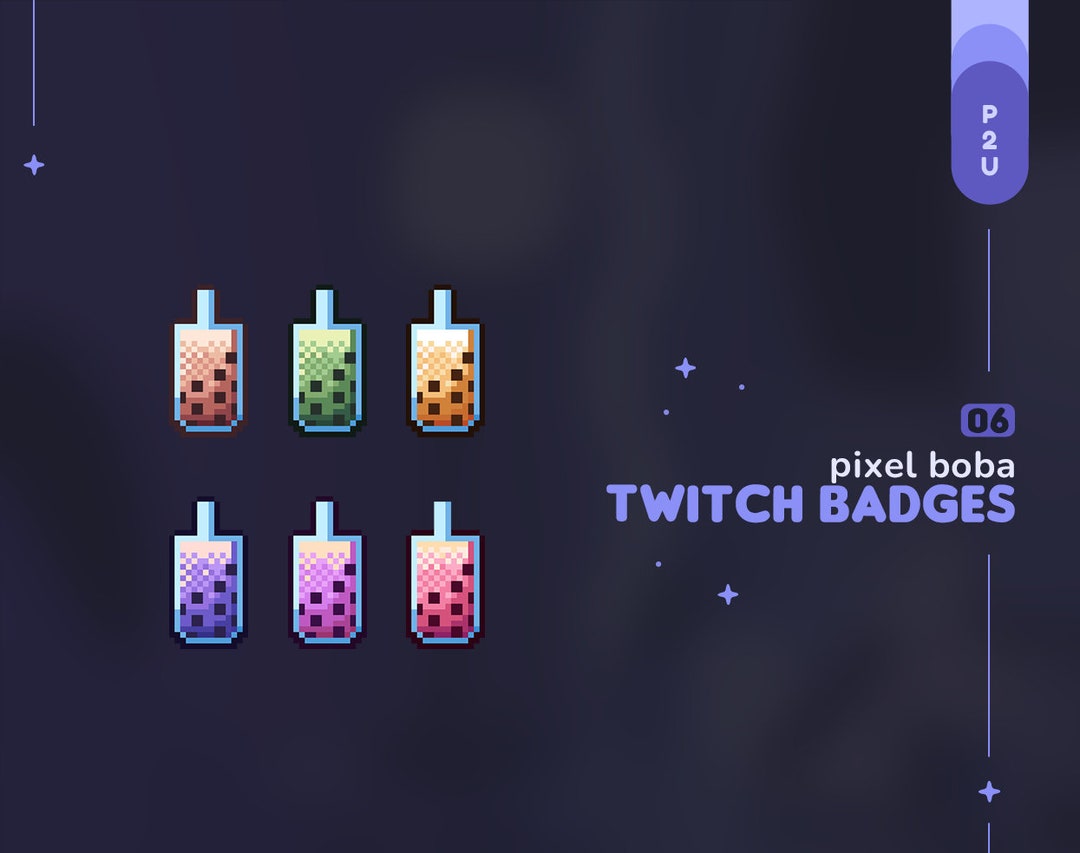 Pixel Boba Twitch Sub & Bits Badges || 6 Pixel Art Boba Bubble Tea ...
