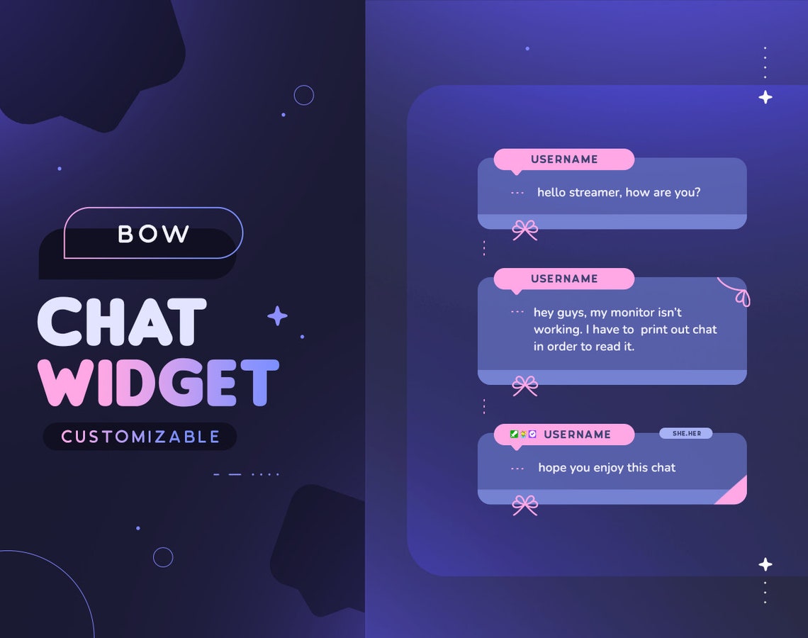 Cute Bow Animated Chat Widget Customizable Bubble Custom - Etsy