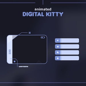Digital Kitty Twitch Pack | Animated Tech Cat Streamer Pack | Overlays ...