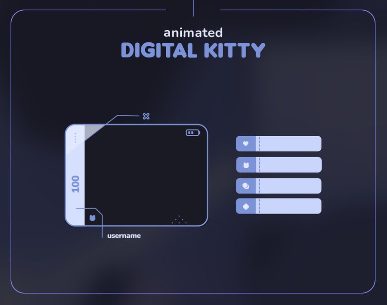 Digital Kitty Twitch Pack | Animated Tech Cat Streamer Pack | Overlays ...