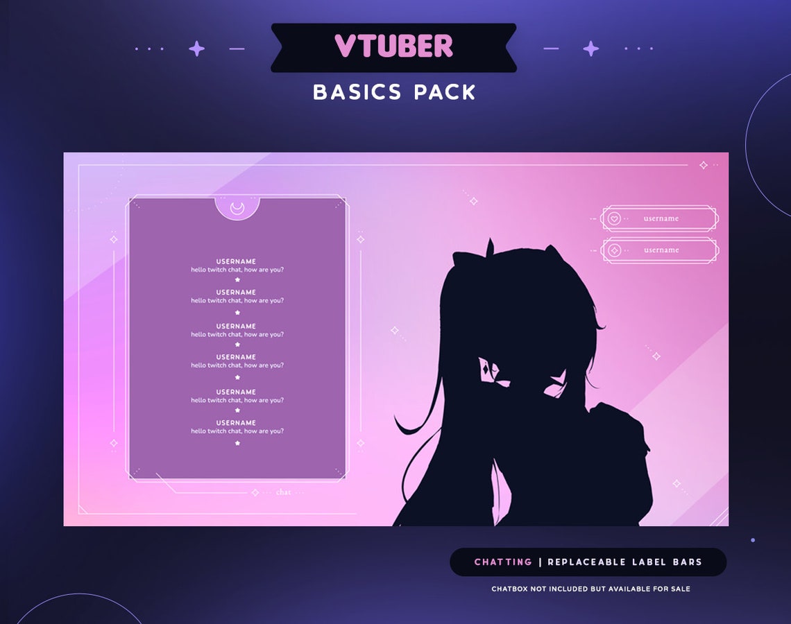 Pink Star Vtuber Overlay Pack Celestial Star Guardian Vtuber - Etsy