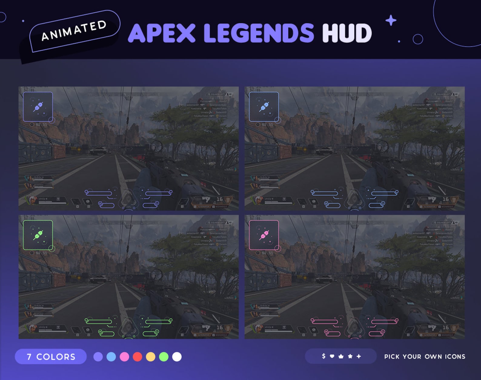 Apex Legends Overlay HUD | 7 Animated Cute Minimal Starry Game Overlays ...