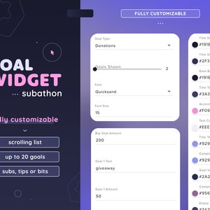 Goal Widget Subathon Scrolling Goal List Minimal Customizable 20 Goal ...