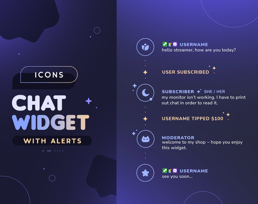 Icon Chat Widget With Alerts | Customizable Animated 7 Icons & Sparkles ...