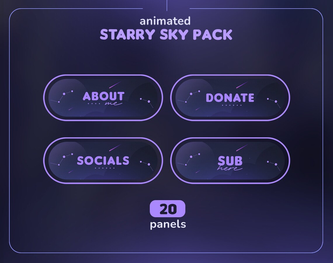 Starry Sky Animated Twitch Pack | Dreamy Midnight Stars Streamer ...
