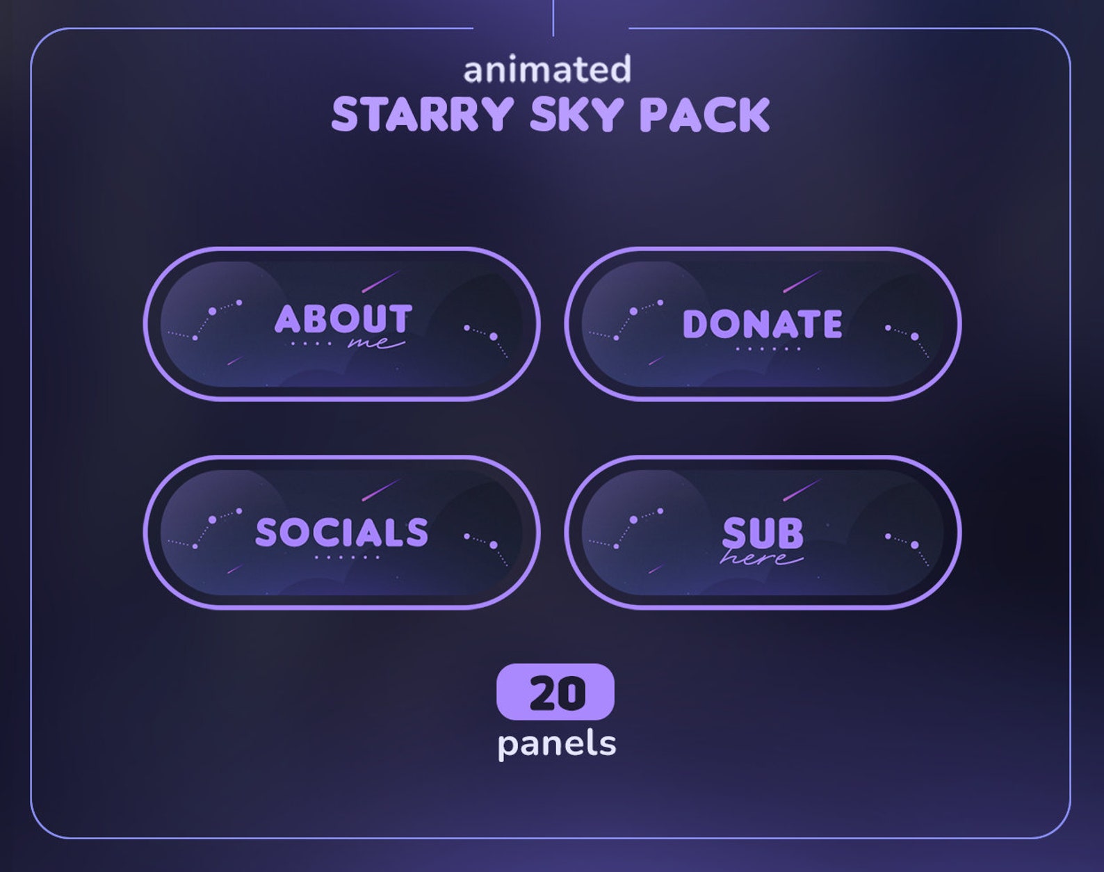 Starry Sky Animated Twitch Pack | Dreamy Midnight Stars Streamer ...