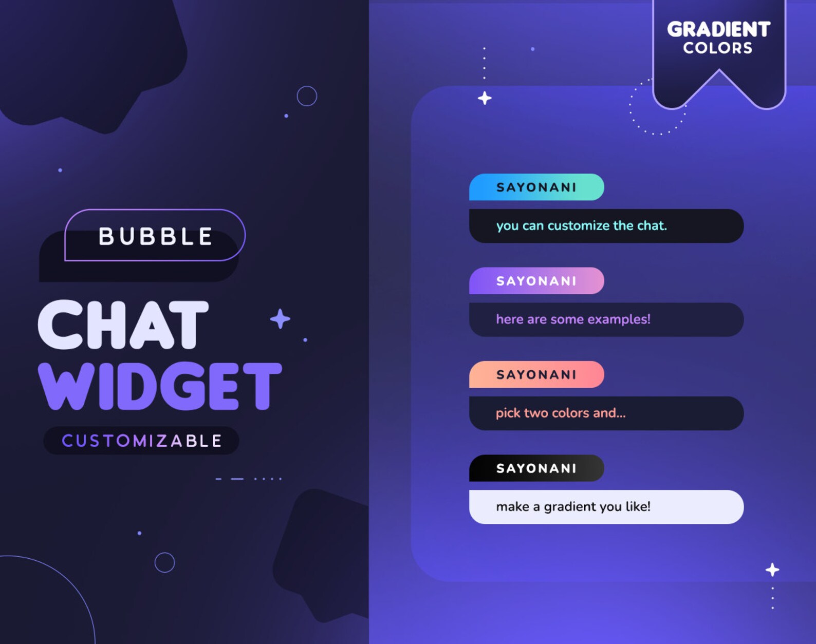 Gradient Bubble Chat Widget Customizable Animated Minimal - Etsy