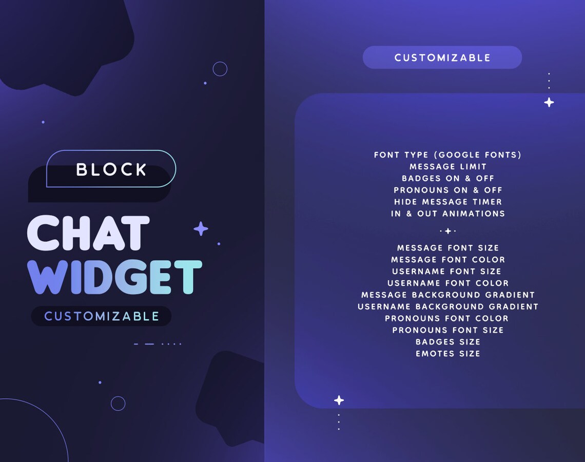 Gradient Block Chat Widget Customizable 3 Color Gradient - Etsy