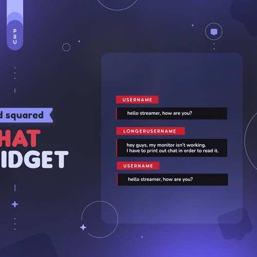 Red Twitch Chat Widget Minimal Simple Squared Custom Chatbox - Etsy