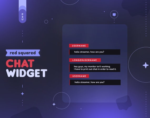 Red Twitch Chat Widget Minimal Simple Squared Custom Chatbox - Etsy
