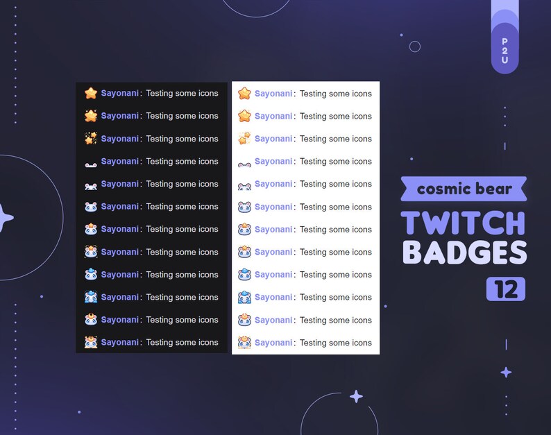 Cosmic Bear Twitch Sub & Bits Badges 12 Cute Sky Bear - Etsy