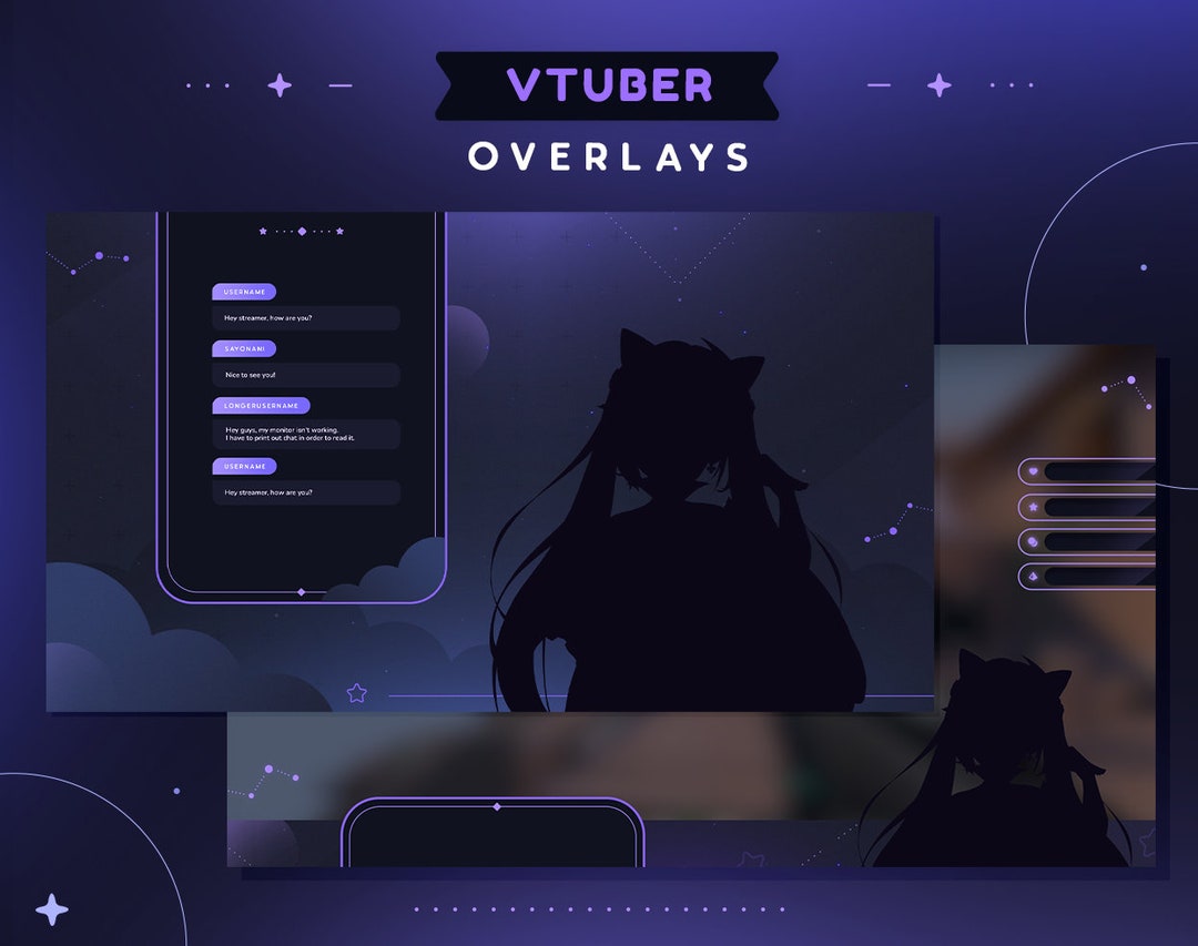 Starry Sky Vtuber Overlays | Animated Vtuber Chatting & in Game Bar ...