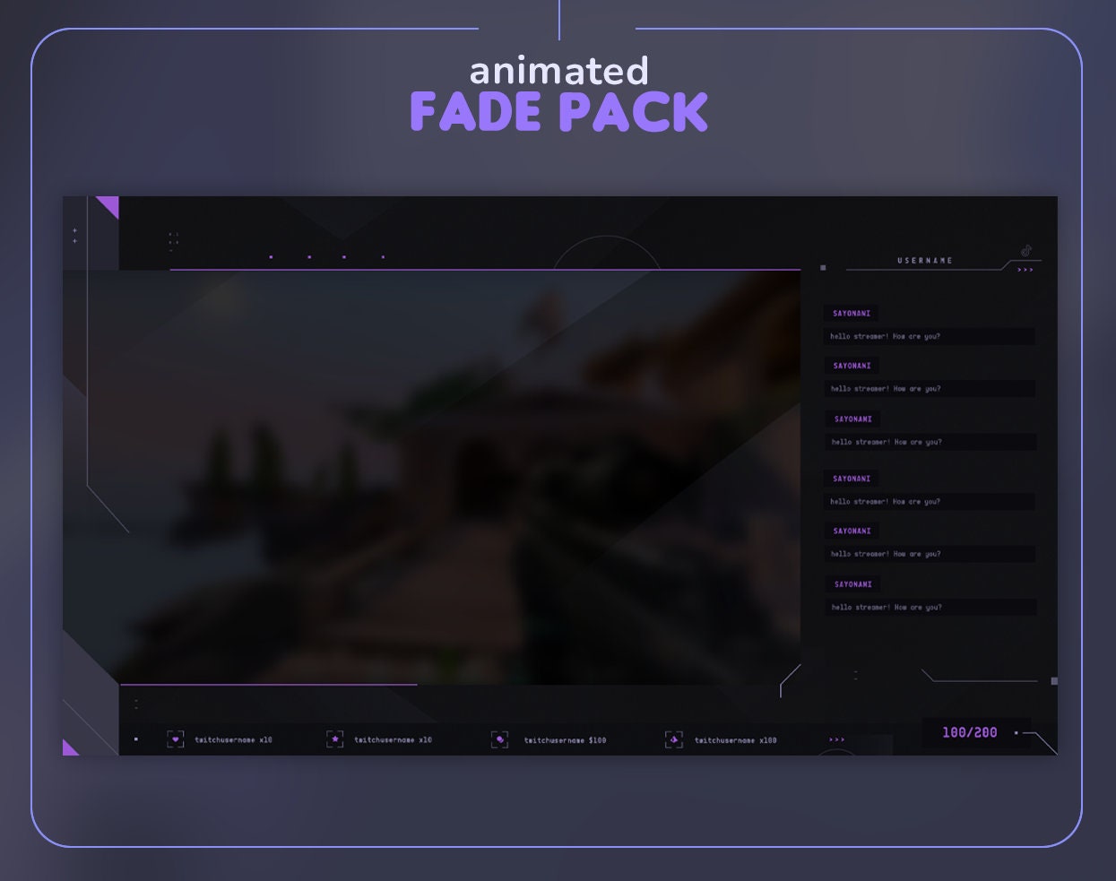 Fade Animated Twitch Pack | Valorant Inspired Purple Streamer Package ...