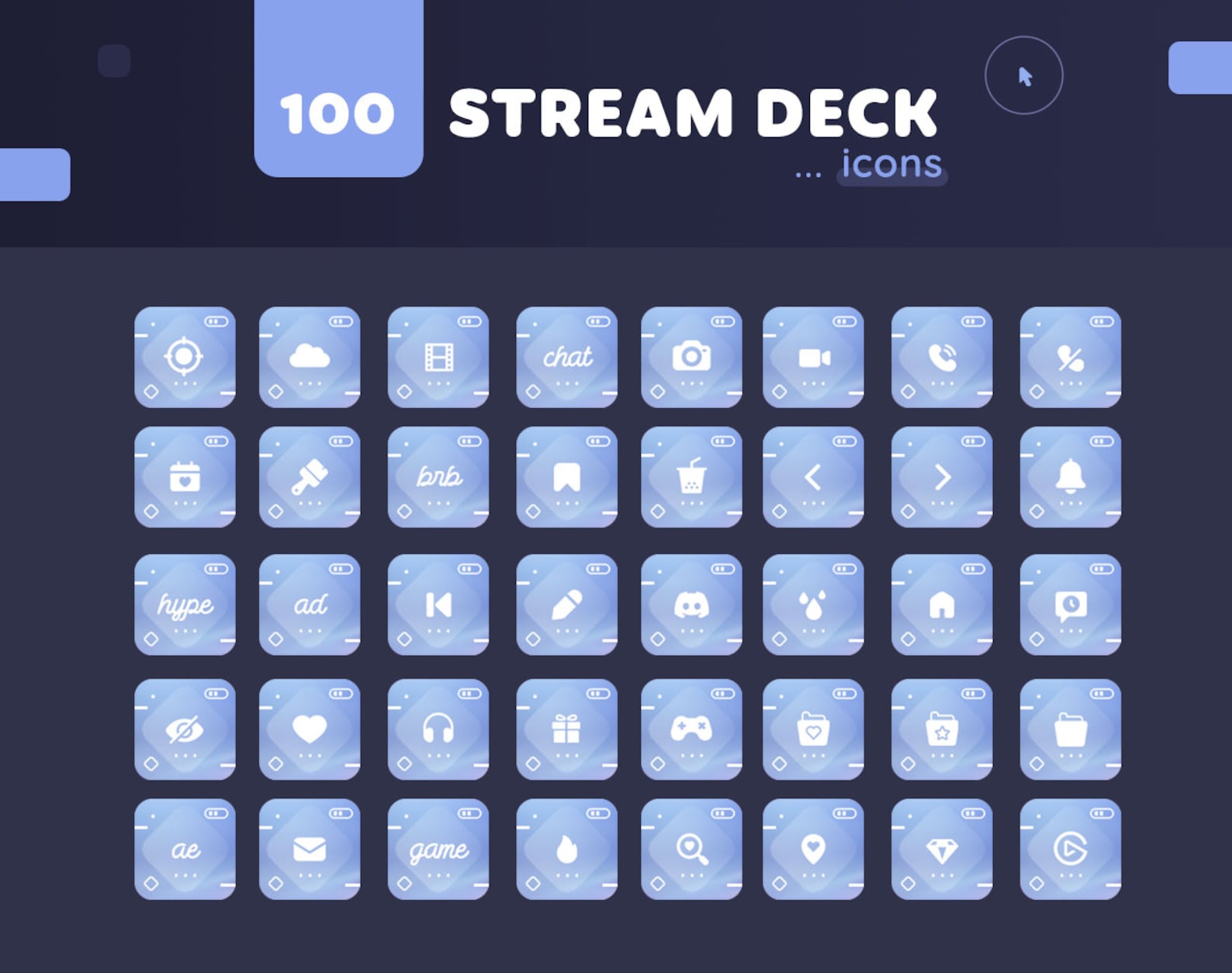 Glossy Stream Deck Icons | 100 Cute Gradient Minimal Icon Pack for ...