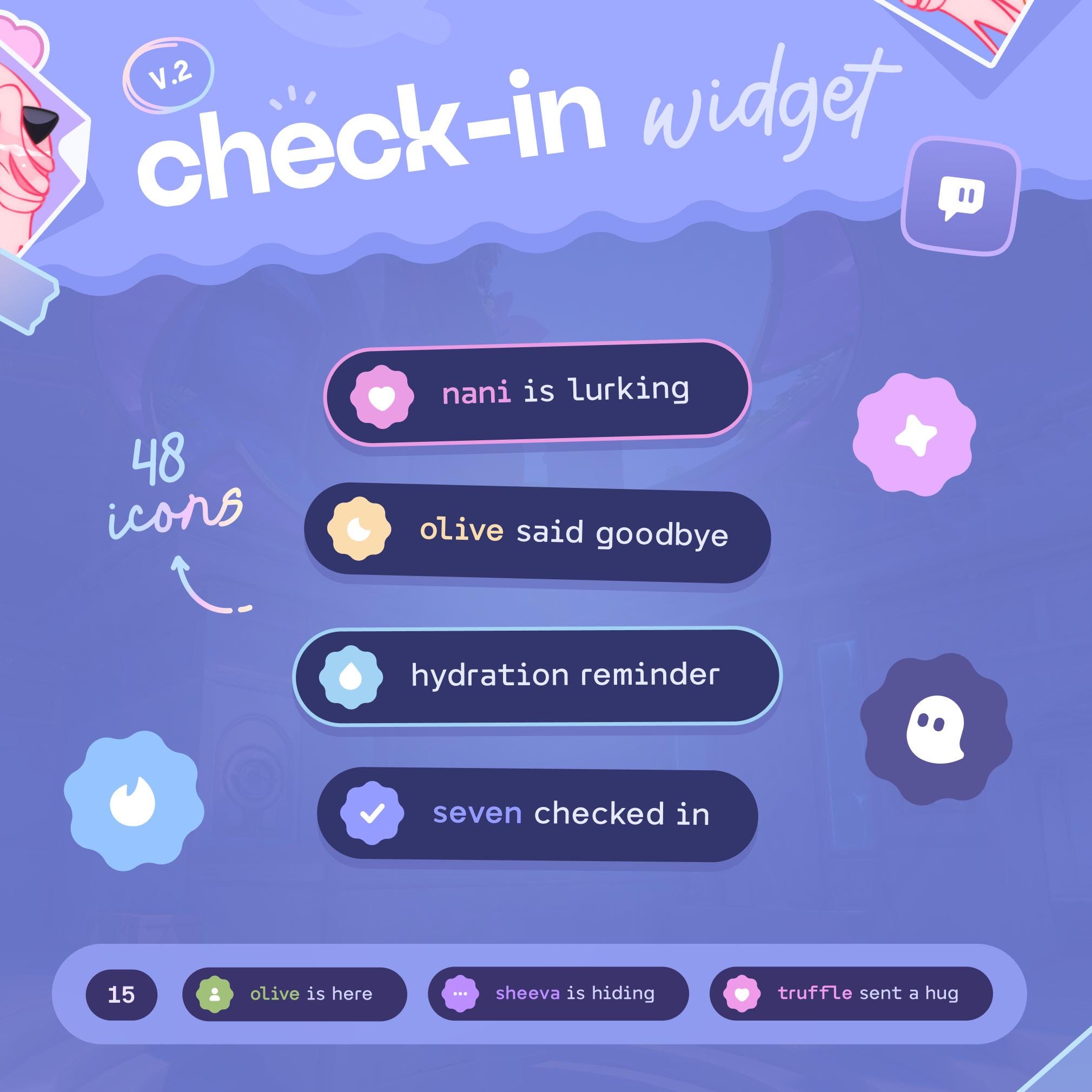 Check in & Reward Widget V.2 15 Channel Point Rewards • Customizable ...