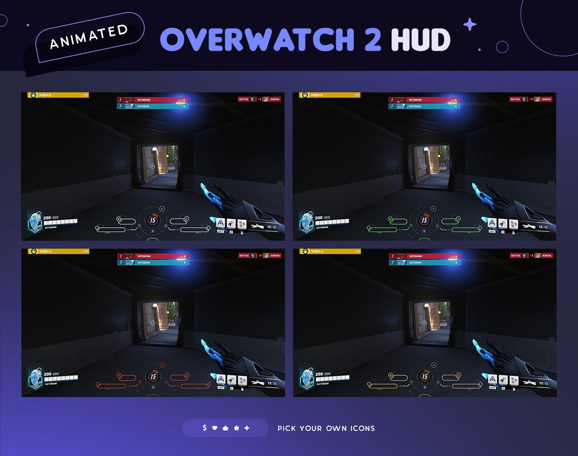 Overwatch Overlay Hud | 8 Animated Cute Minimal Starry Game Overlays ...