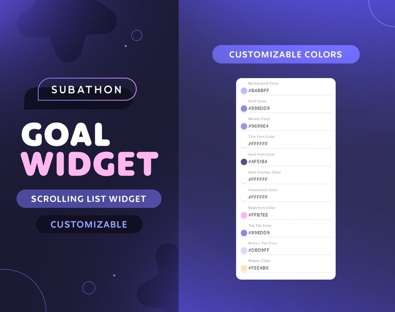 Goal Widget Scrolling Subathon 20 Goal List Cute Notebook - Etsy