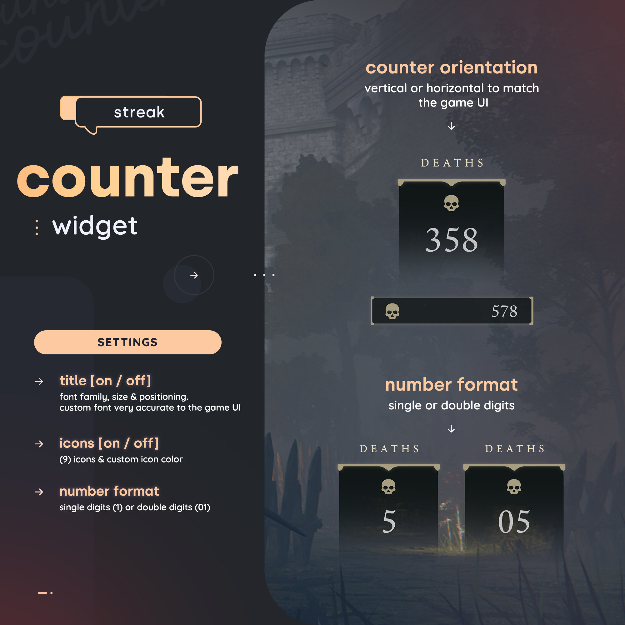Elden Ring Counter Widget — (6) Streak Effect Animations & (9) Icons ...
