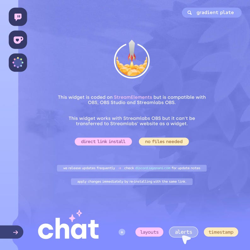 Gradient Plate Chat Widget • Twitch & Ko-fi Alerts • Vertical or ...