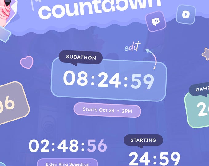 Stream Countdown Simple Neon | Customizable | 3 Min, 5 Min, 10 Min ...