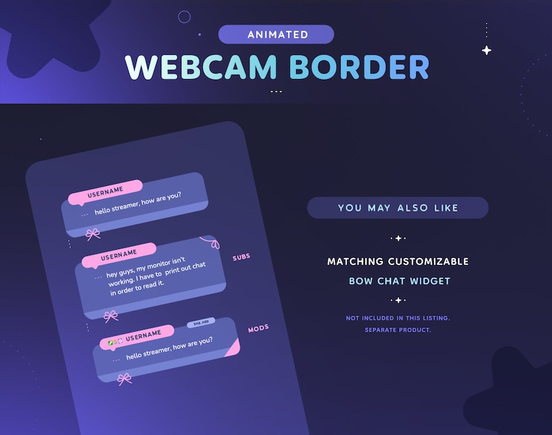 Animated Bow Webcam Border 3 Cute Blue & White Webcam Frame - Etsy