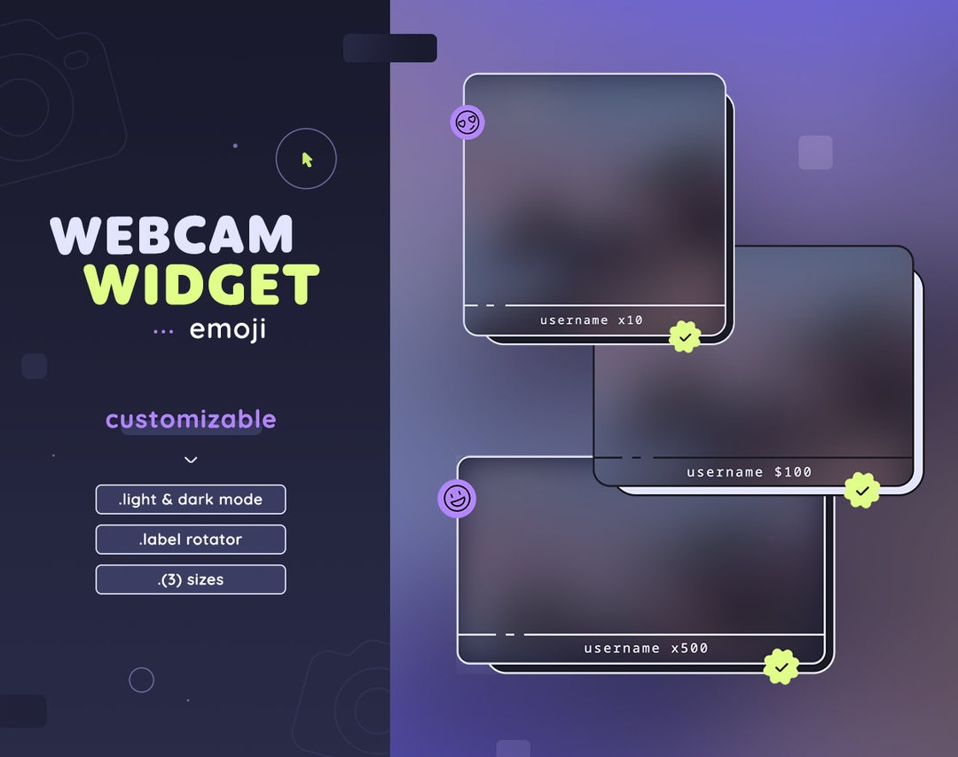 Emoji Webcam & Event Rotator Widget — Minimal Light and Dark Mode ...