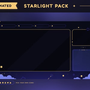 Starlight Animated Twitch Pack | Starry Night Sky Moon Cozy Streamer ...