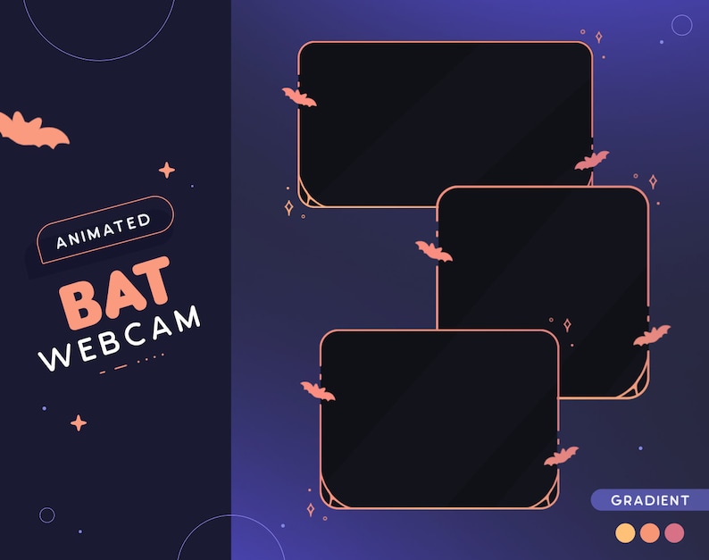 Halloween Animated Gradient Bat Webcam Frames | 3 Spooky Orange ...