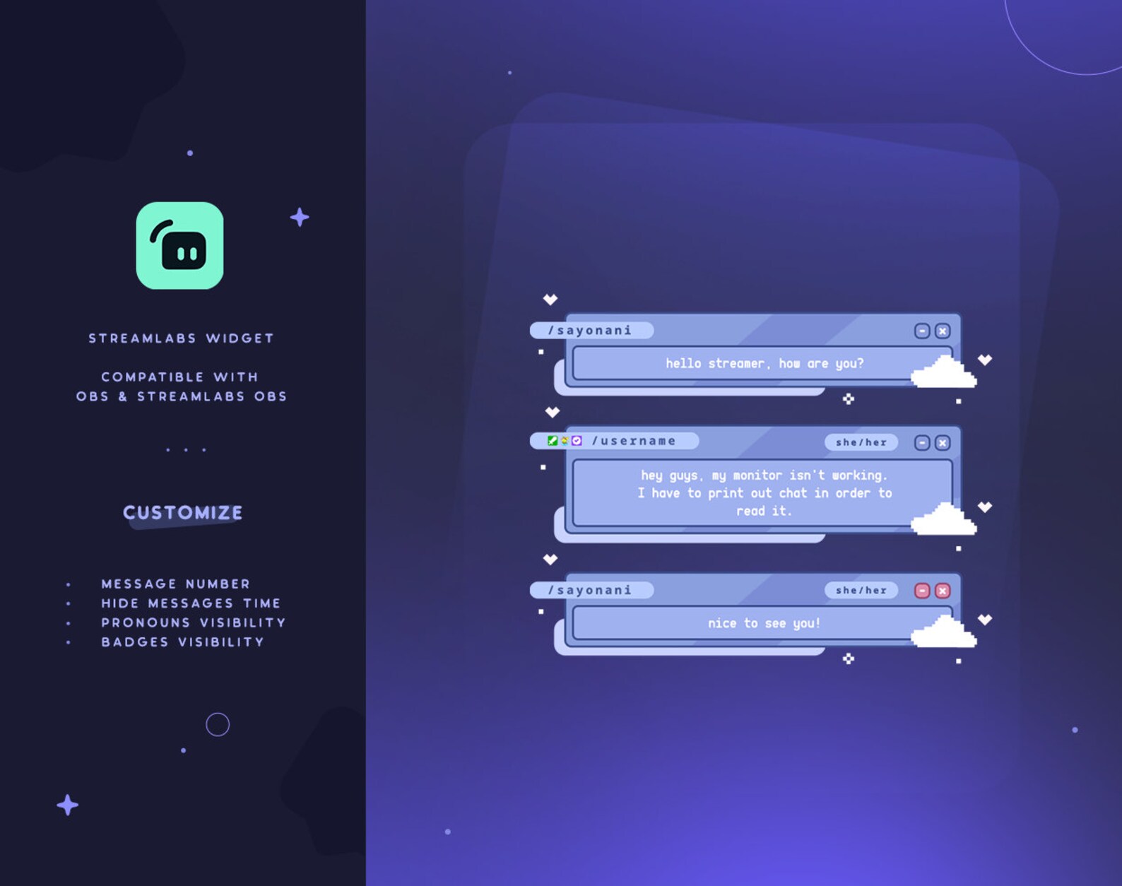 Blue Browser Twitch Chat Widget | Animated Custom Cute Retro Chatbox ...