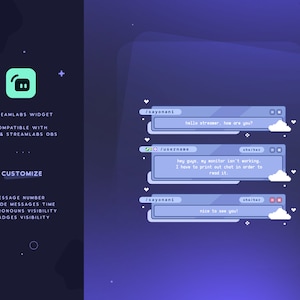 Blue Browser Twitch Chat Widget | Animated Custom Cute Retro Chatbox ...