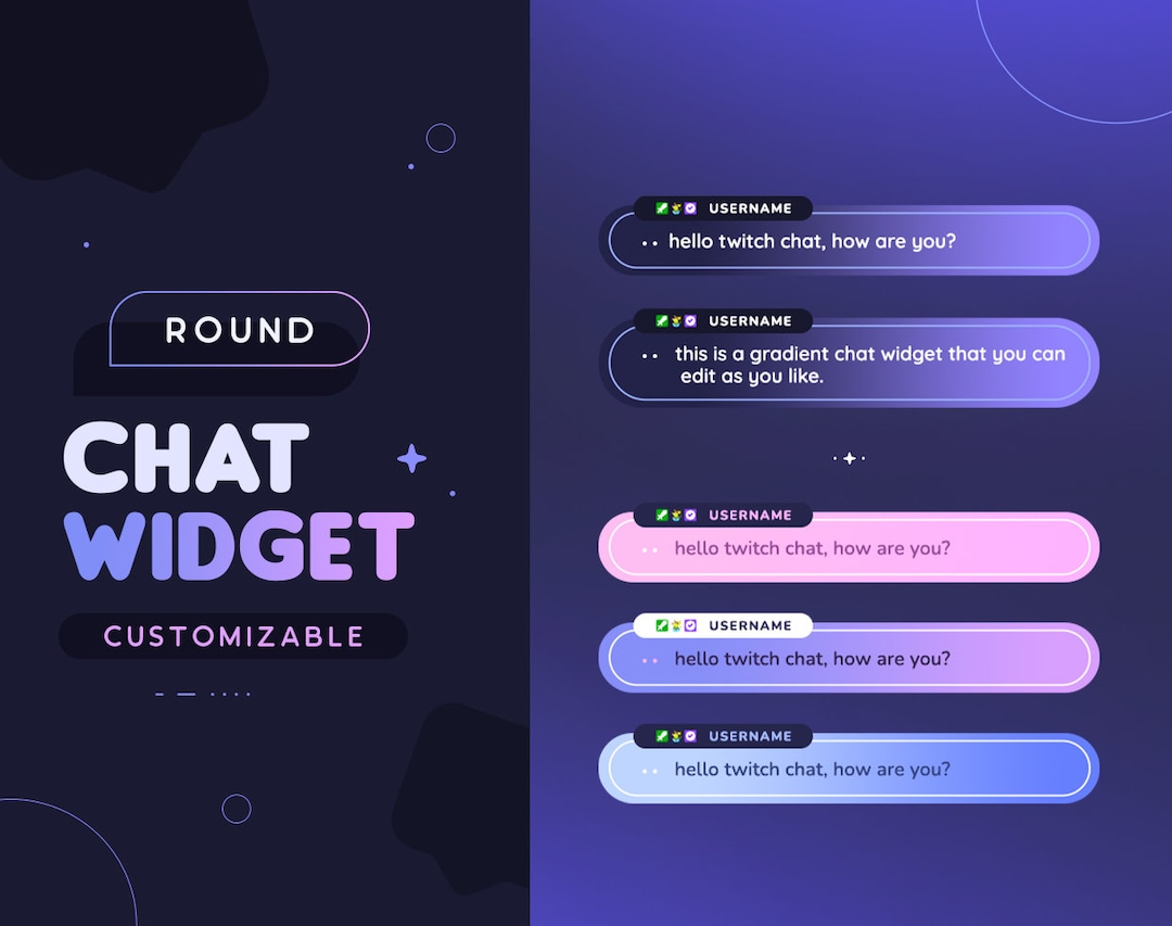 Round Gradient Chat Widget Customizable Simple Minimal Cute Bubble ...