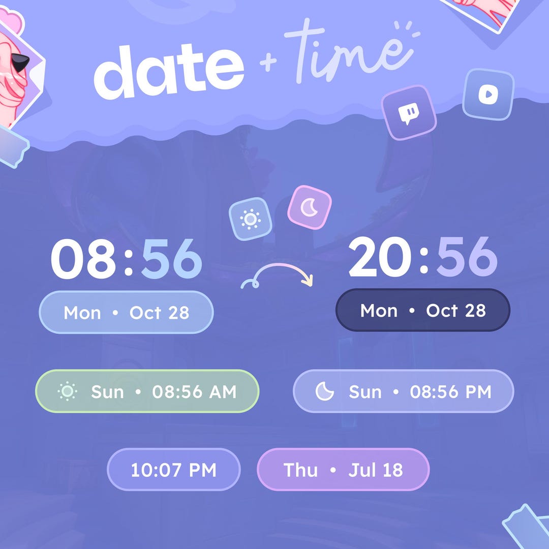 Aura Date & Time (3) Layouts, Night / Day Modes, Local Time or Custom ...