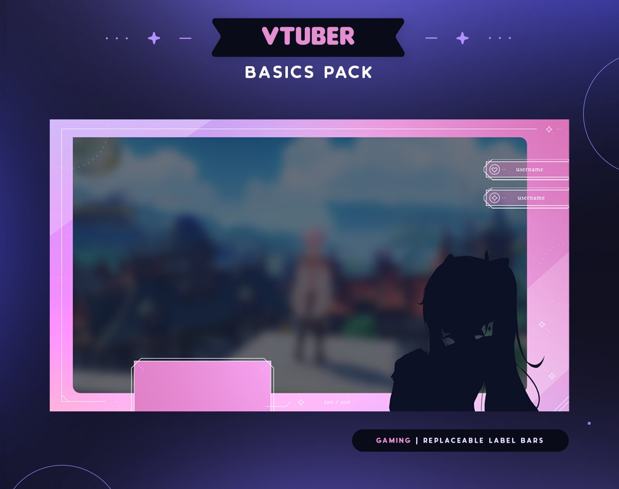Pink Star Vtuber Overlay Pack Celestial Star Guardian Vtuber - Etsy