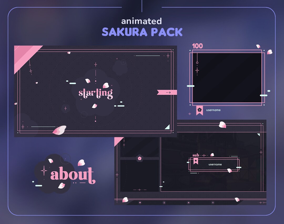 Sakura Twitch Pack | Animated Pink Sakura Cherry Blossom Streamer Pack ...