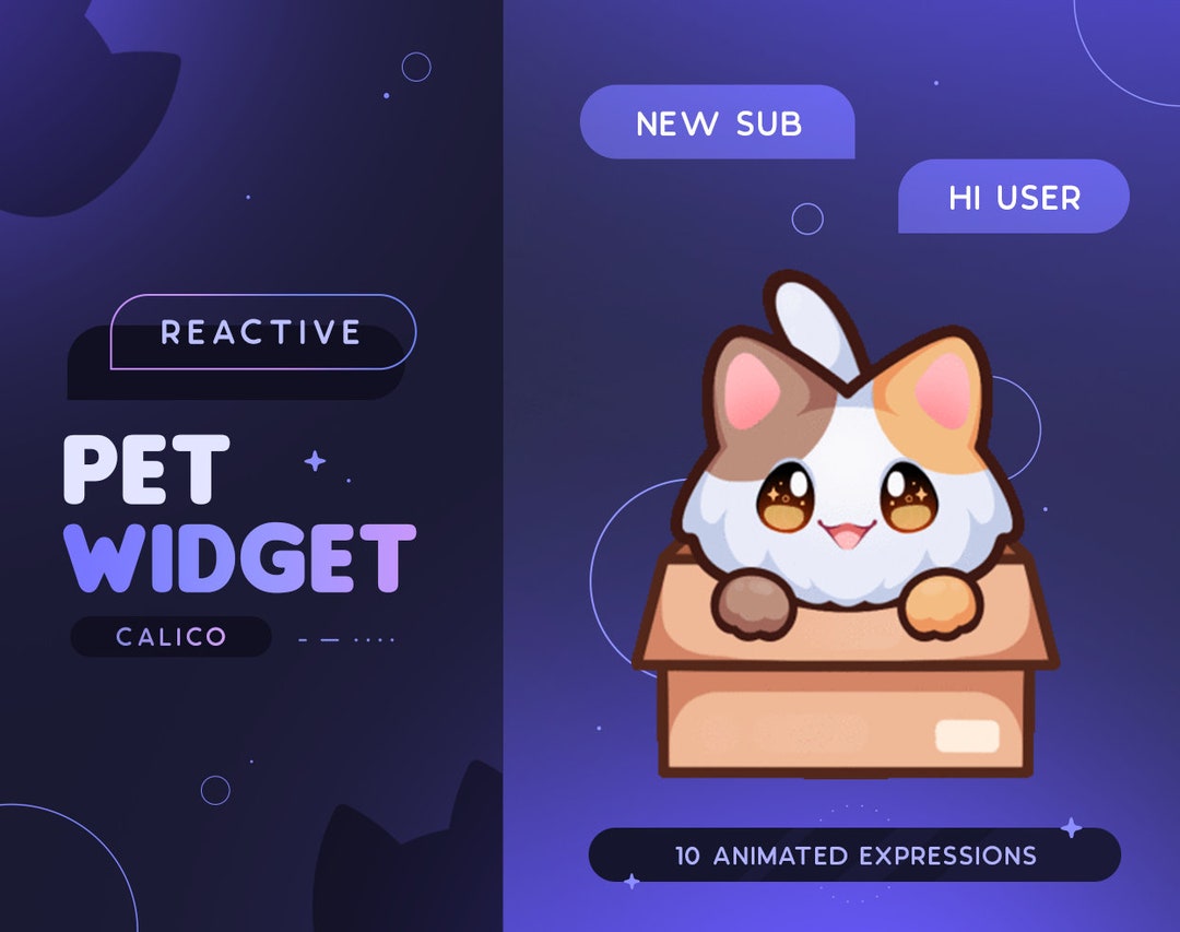 Calico Cat Stream Pet | Cute Animated Cat Inside Box Mascot Twitch ...