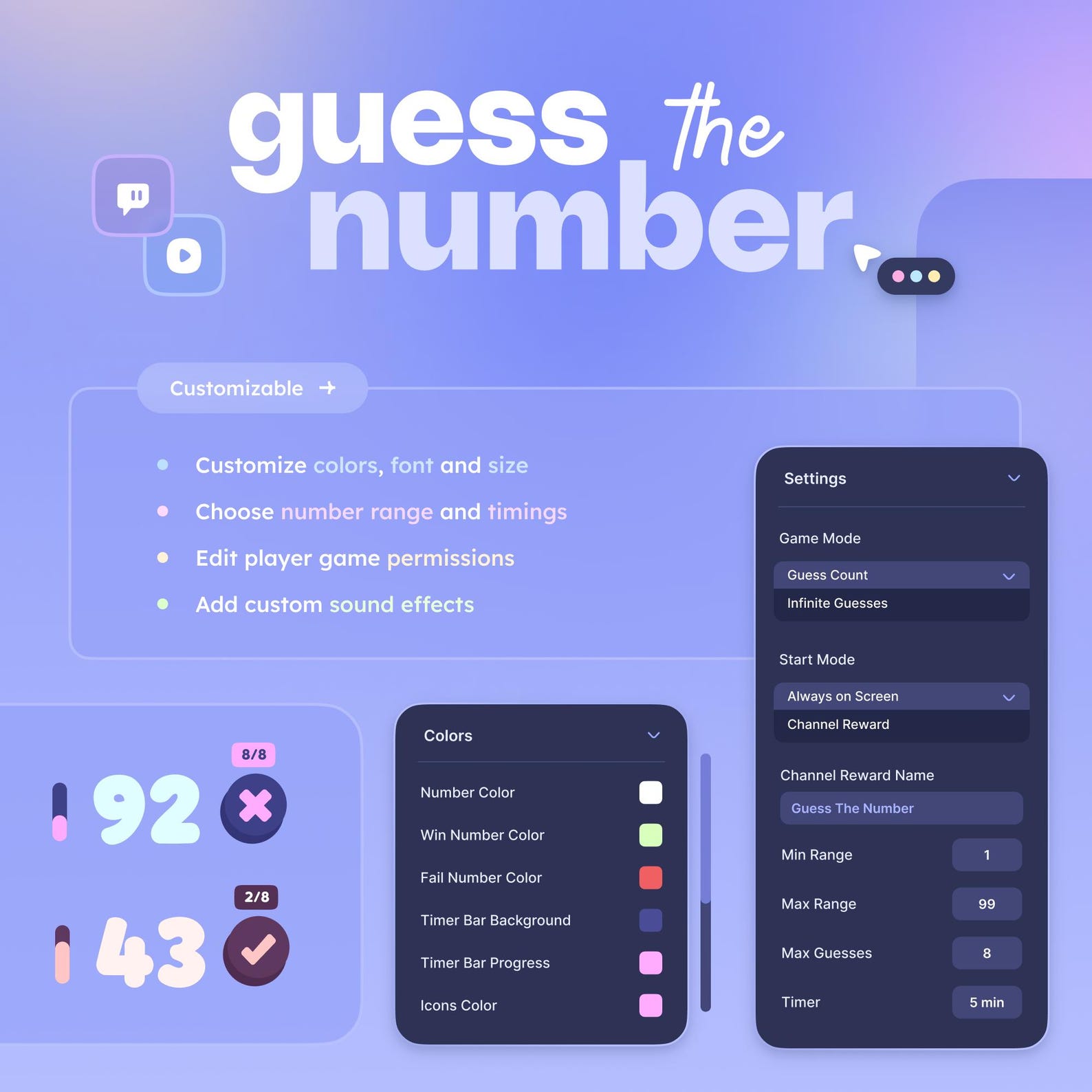 Guess the Number Widget Interactive Chat Game • (2) Modes, Channel ...