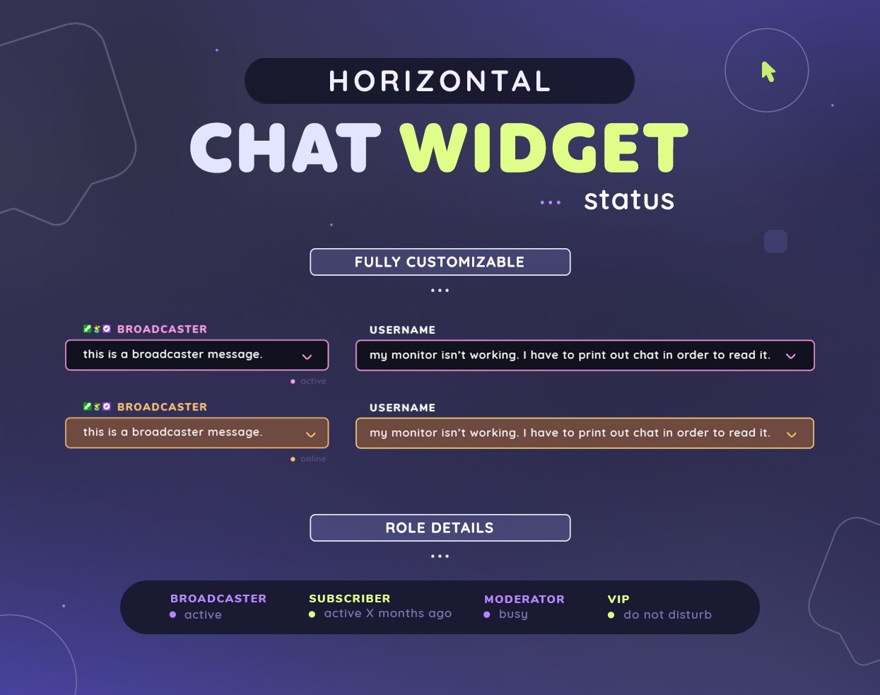 Status Horizontal Scrolling Chat Widget | Customizable Minimal Smooth ...