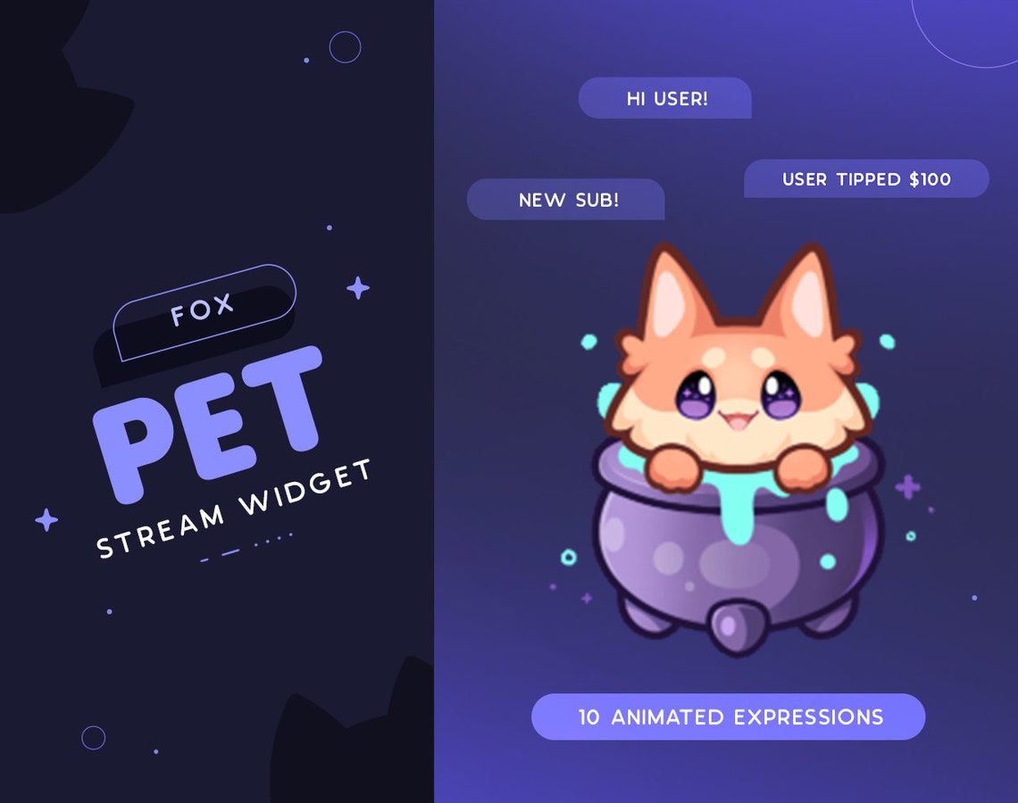 Fox Stream Pet Halloween Animated Fox Mascot Widget for - Etsy
