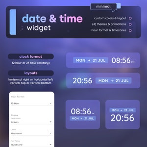 Date & Time Widget — Local / Timezone • (4) Themes With Animations / Horizontal or Vertical ...