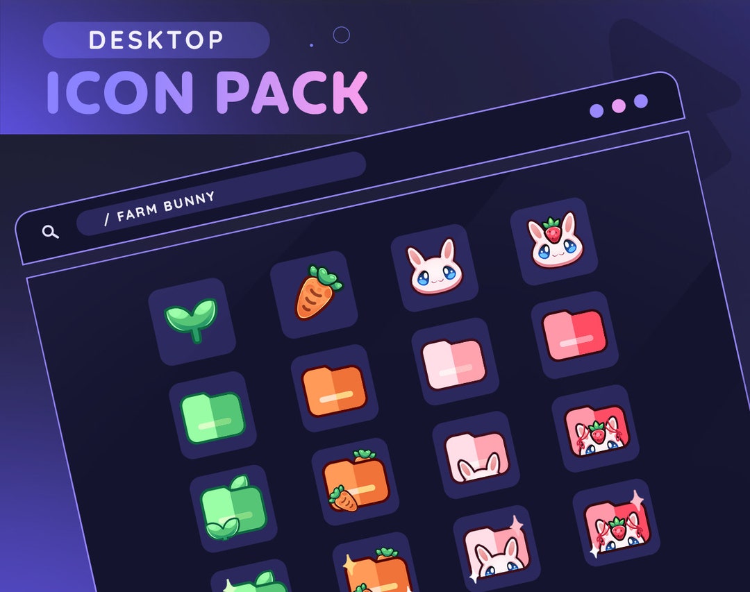 Farm Bunny Desktop Icon Pack | Cute Computer PC Windows & Mac Custom ...
