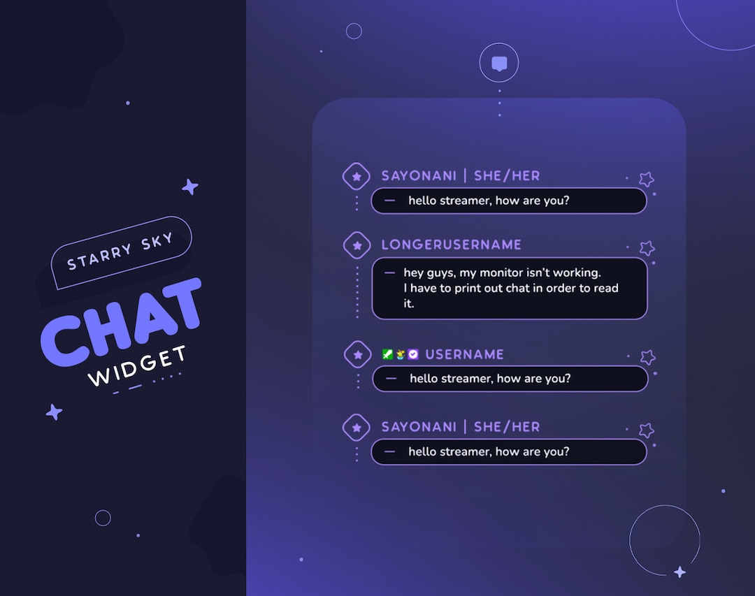 Starry Sky Twitch Chat Widget | Celestial Stars Custom Chatbox for Streamers | Matches Starry ...