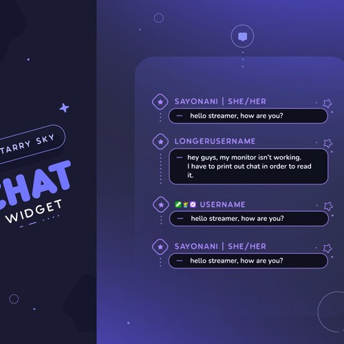 Starry Sky Twitch Chat Widget Celestial Stars Custom Chatbox - Etsy UK
