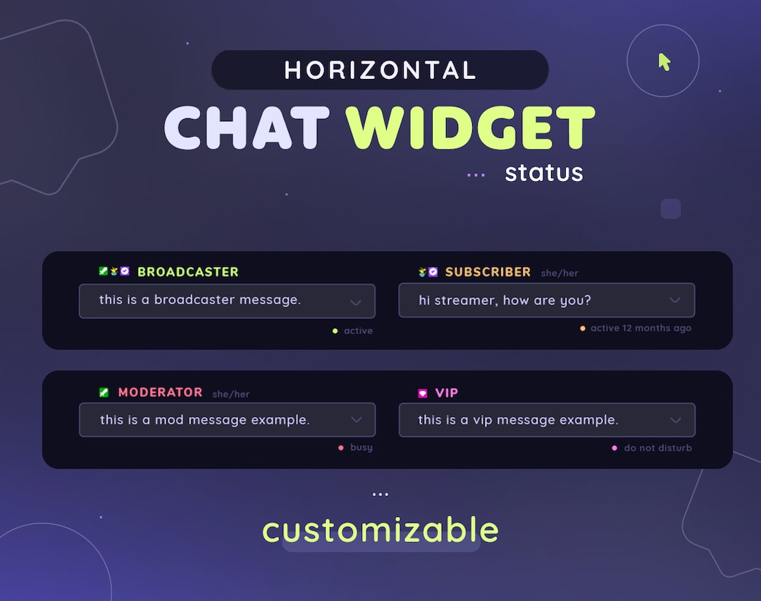 Status Horizontal Scrolling Chat Widget | Customizable Minimal Smooth Scroll Custom Chat for ...