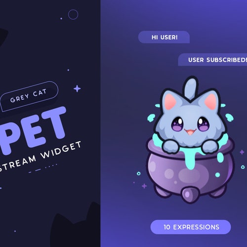 Calico Cat Stream Pet Halloween Animated Cat Mascot Widget - Etsy