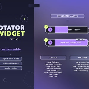 Emoji Event & Social Rotator Widget With Alerts — Light / Dark ...