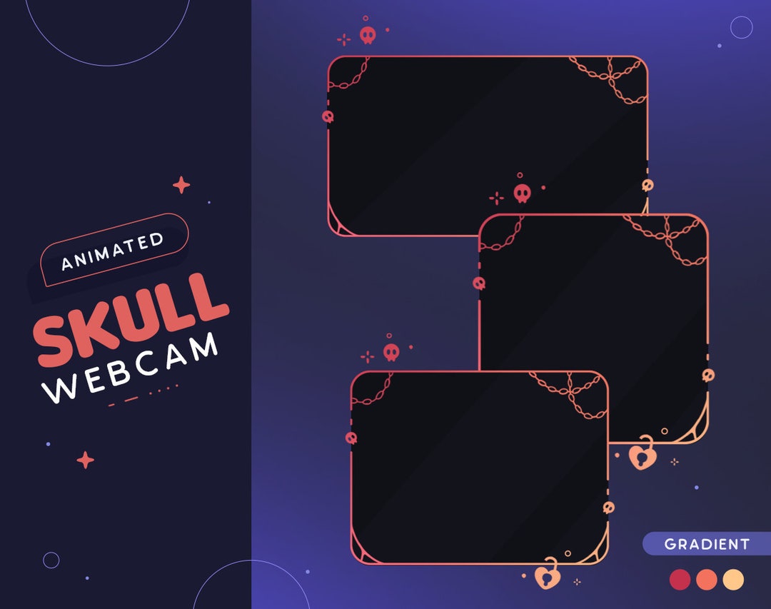 Halloween Animated Gradient Skull Webcam Frames | 3 Spooky Chains Red ...