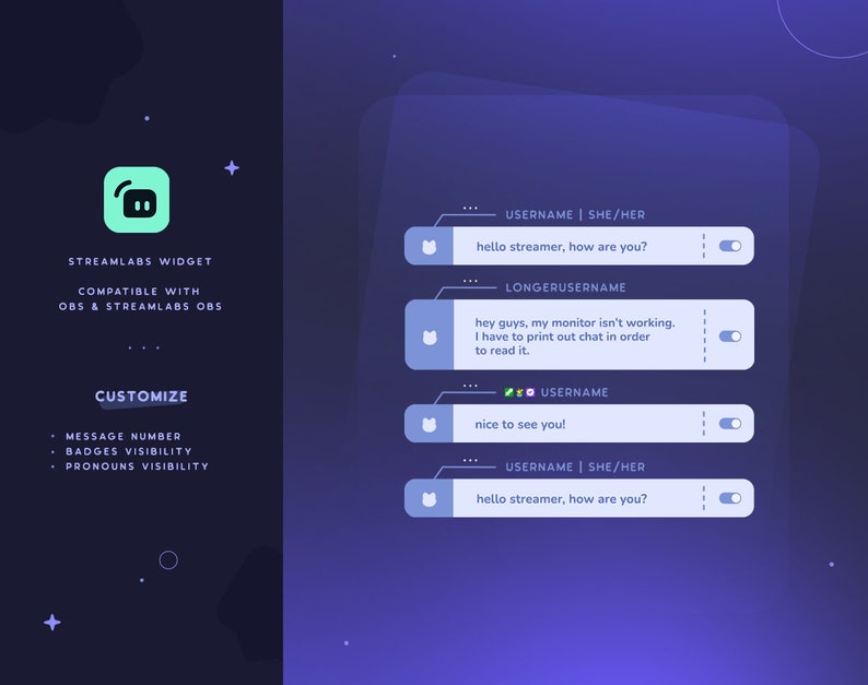 Digital Kitty Twitch Chat Widget | Animated Blue Chatbox for Streamers ...