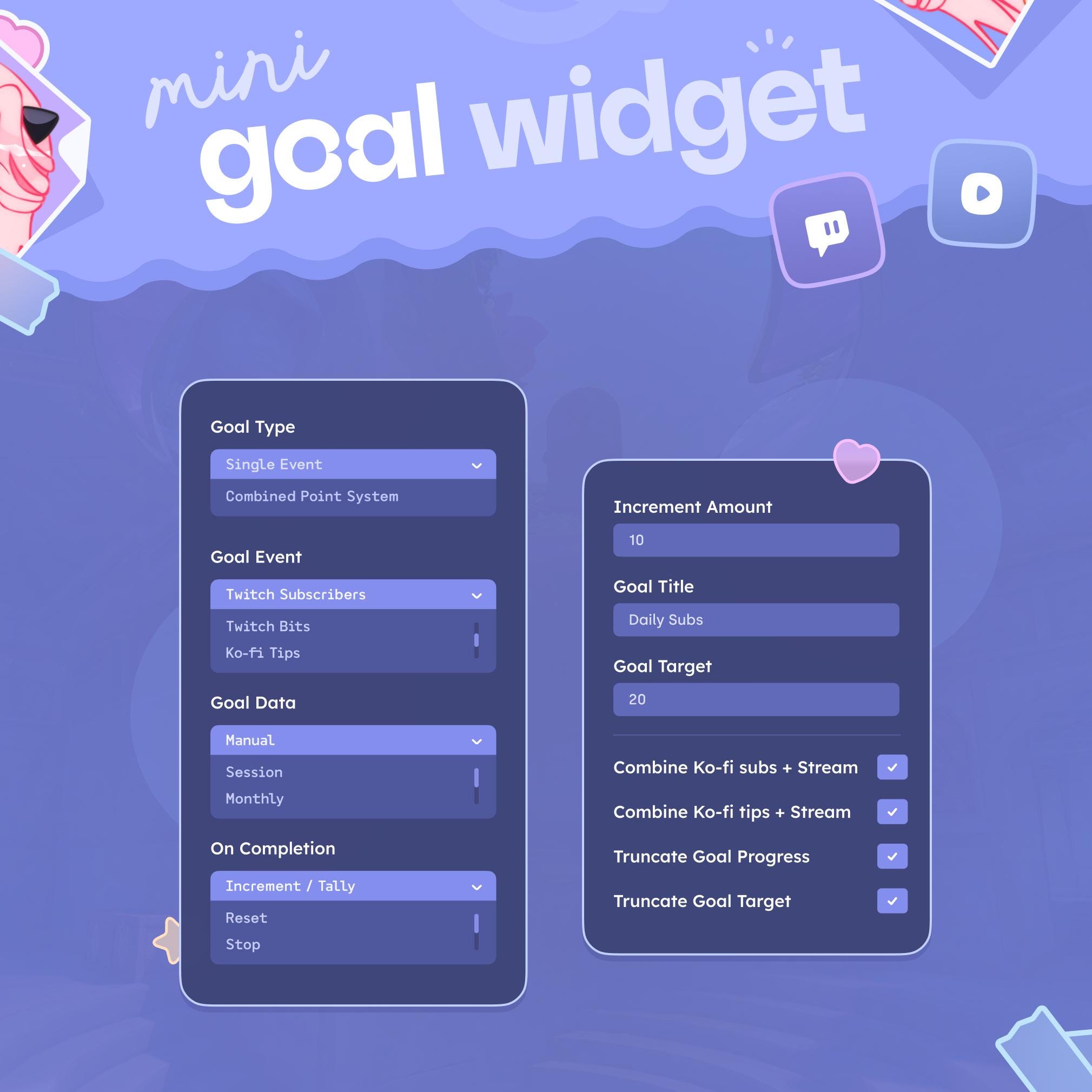Aura Mini Goal Widget Twitch, Channel Points, Youtube, Ko-fi & Throne ...